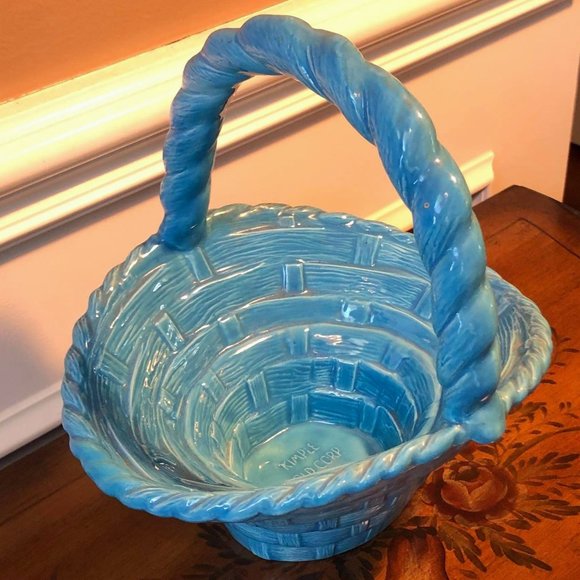 Art | Kimple Mold French Blue Ceramic Basket | Poshmark